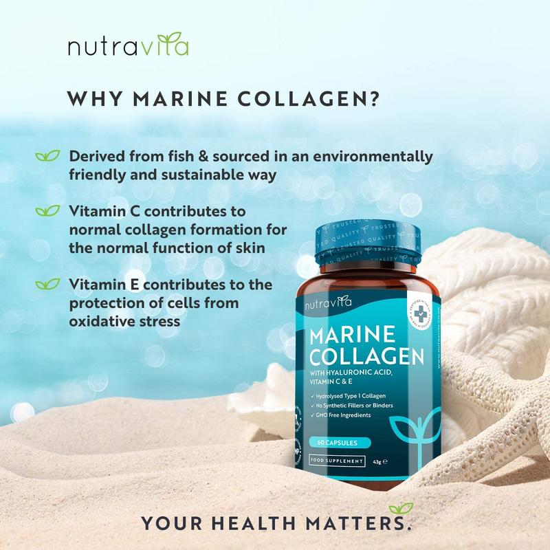 Nutravita Super High Strength Marine Collagen Capsules with Hydrolysed ...