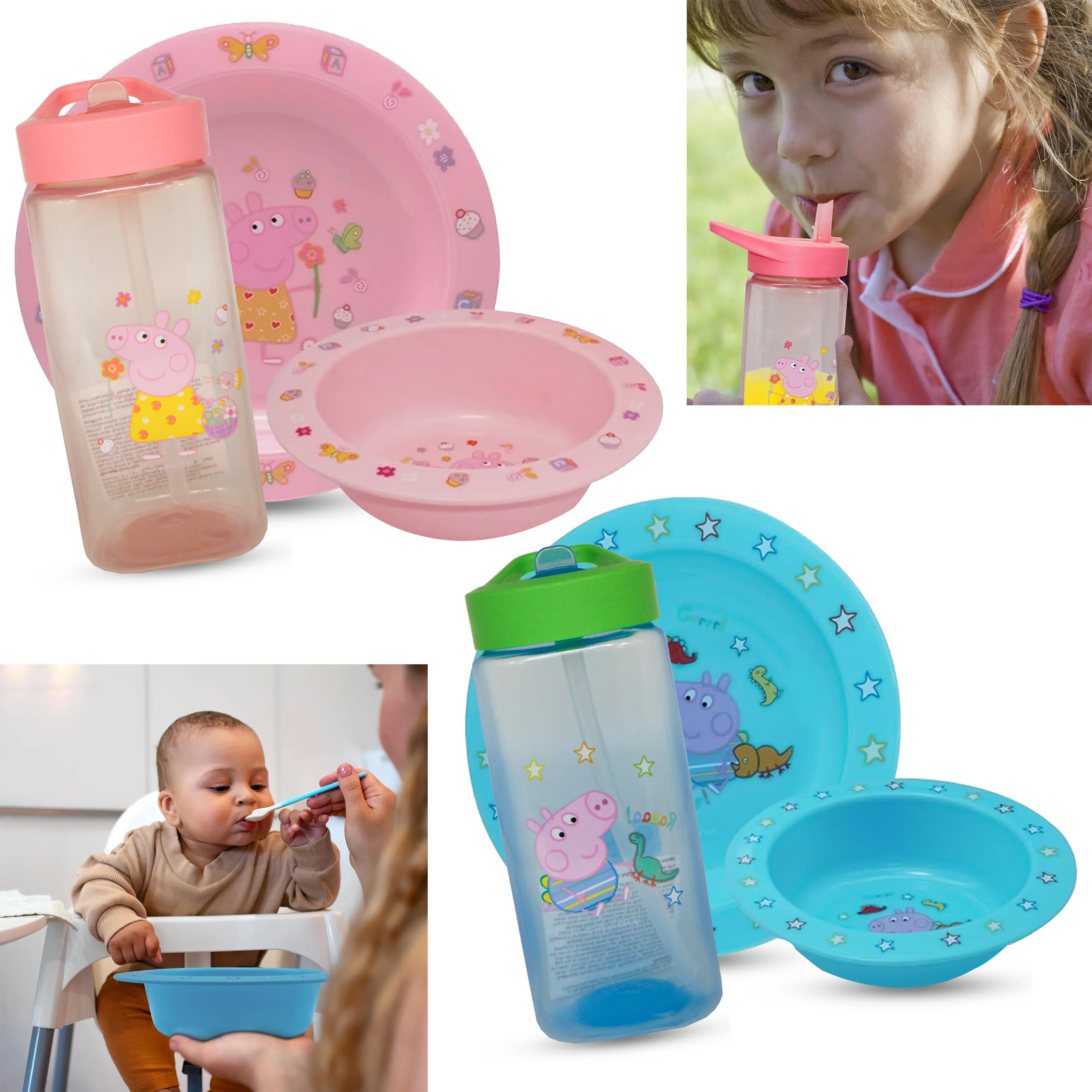 3Pcs Baby Dinnerware Set, Peppa Pig & George Pig Design, Baby Bowls ...