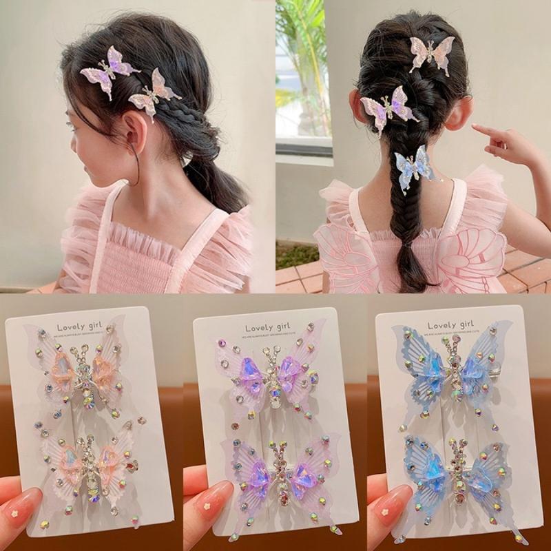 Klip rambut kanak-kanak, manik kilat rama-rama, comel dan berkilat ...